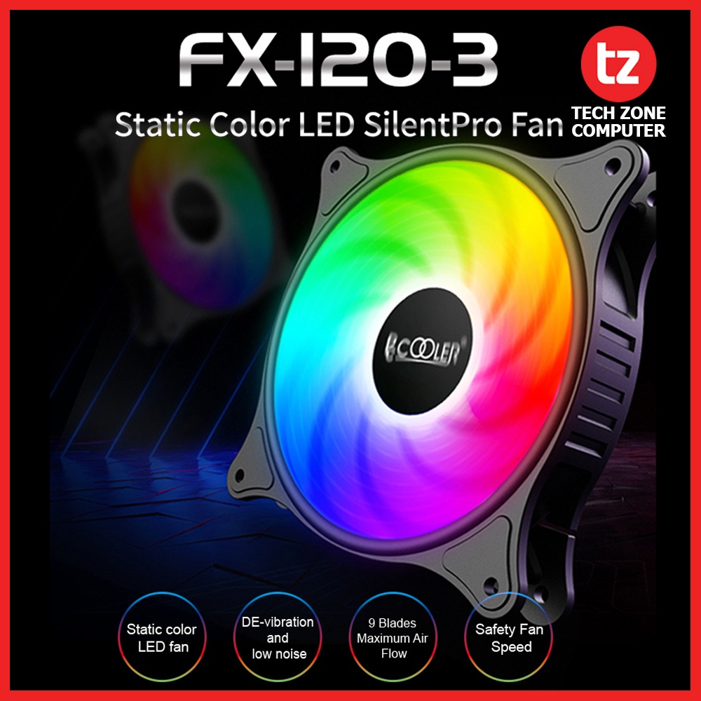 PCCOOLER HALO FIXED STATIC COLOR 120MM FAN KIPAS PC LOKAL 固定彩色电脑风扇 ...