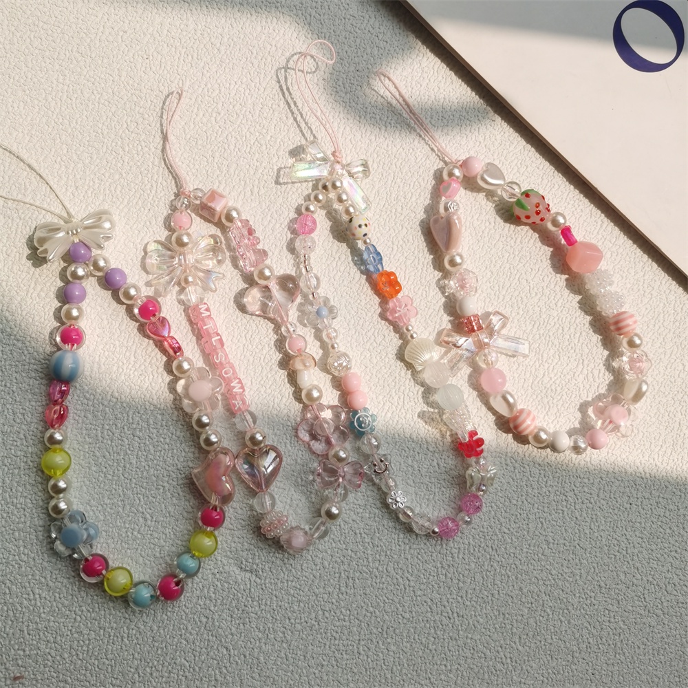 Cute Bear Bow Pink Mobile Phone Chain Anti-Lost Rope Strap Lanyard ...