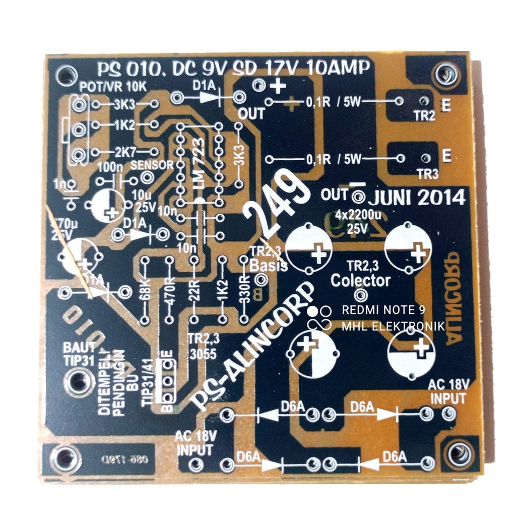 Pcb Adjustable Voltage Regulator LM723 9-17 Volt 10A With ALINCORP 249 ...