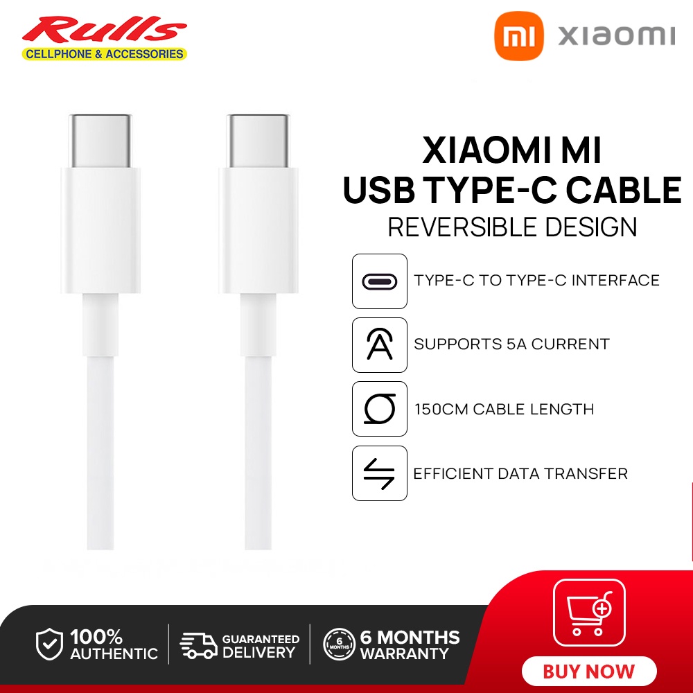 Xiaomi Mi USB Type-C to Type-C 150cm Cable | Supports 5A Current ...