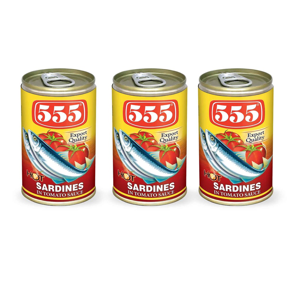 555 Sardines In Tomato Sauce W/ Chili 155G x 3 Cans | Shopee Philippines