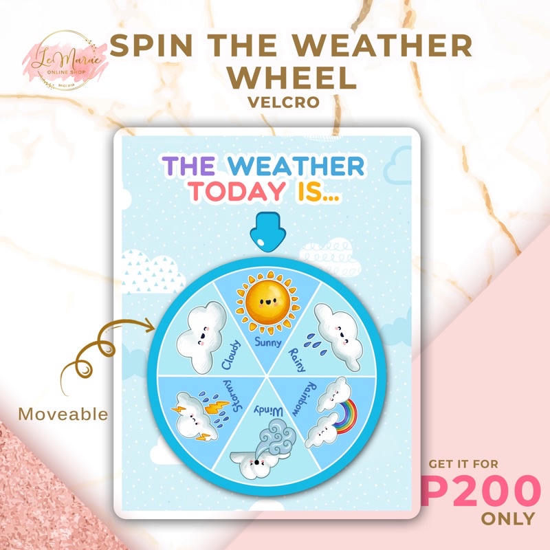 WEATHER SPIN THE WHEEL - Laminated Movable Interactive A3 Worksheets ...