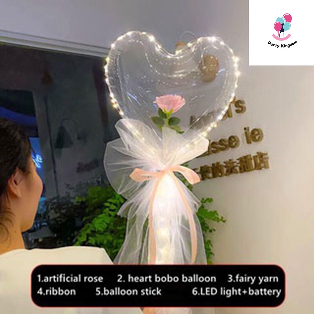 Bobo Balloon Set Rose Bouquet Valentine's LED Lights Gift Anniversary ...