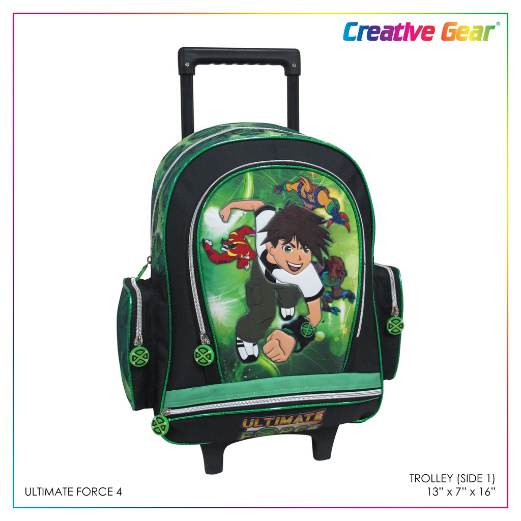 Ultimate Force 4 Kids School Bag Trolley For Boys Creative Gear (TRO ...