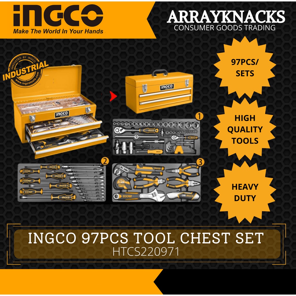 INGCO - 97PCS TOOL CHEST SET (HTCS220971) HANDTOOLS | Shopee Philippines