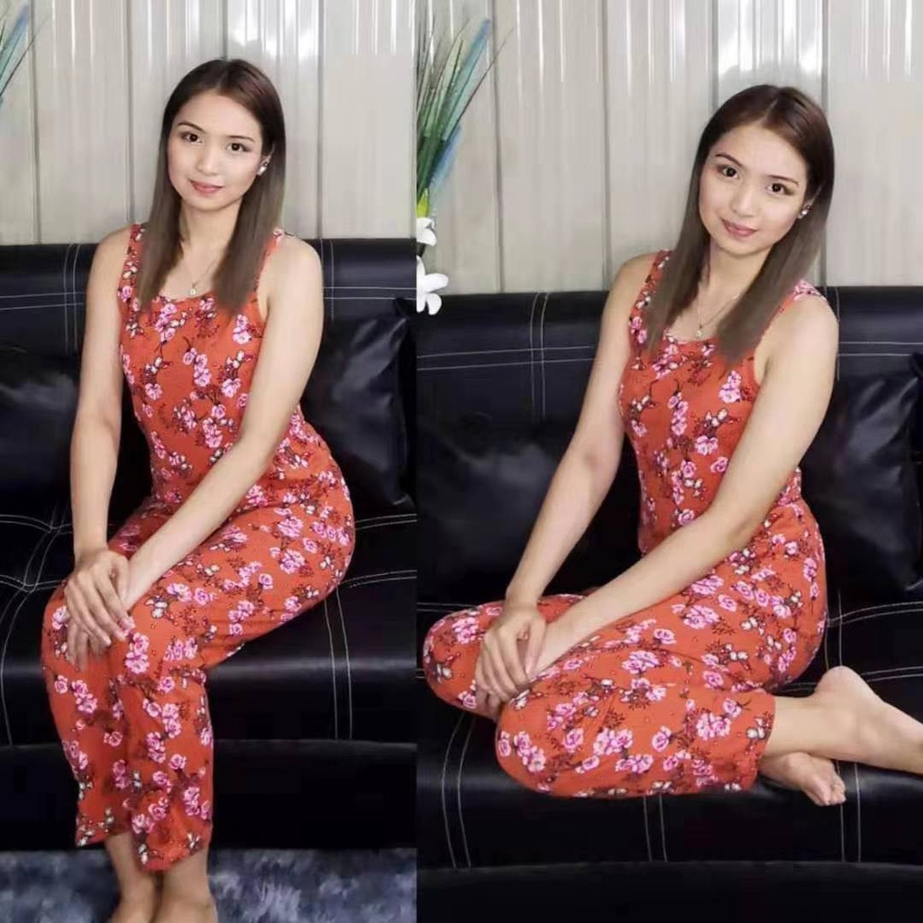 Casual ootd terno suit pajama ( sleeveless top + pants) floral print ...