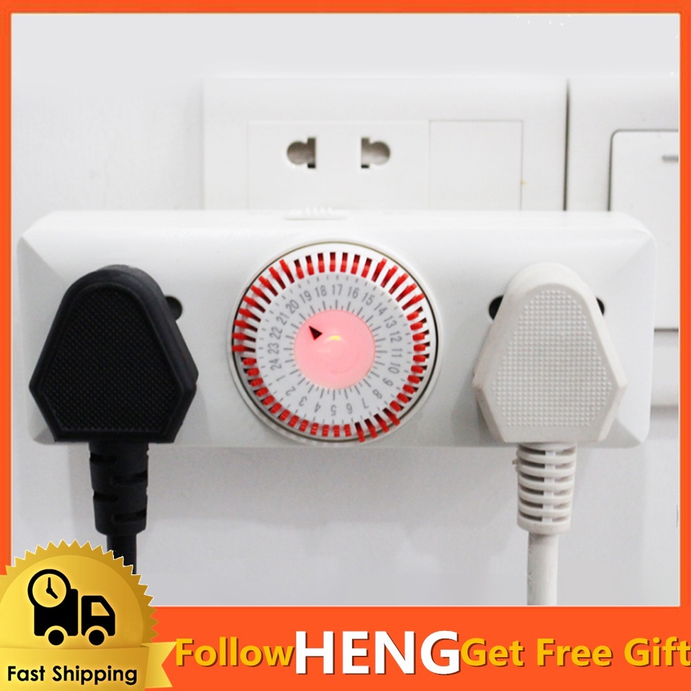 [Ready Stock] 24 Hour Dual Plug In Mechanical Electrical Program Switch ...