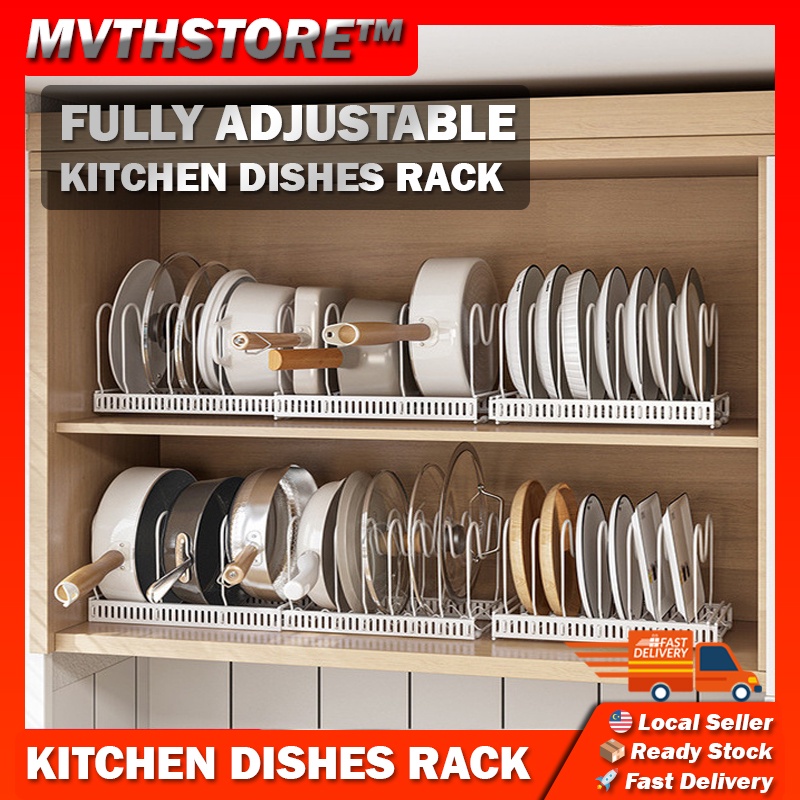 Japanese Minimalist Kitchen Dishes Rack Adjustable For Pot Pan Dishes ...