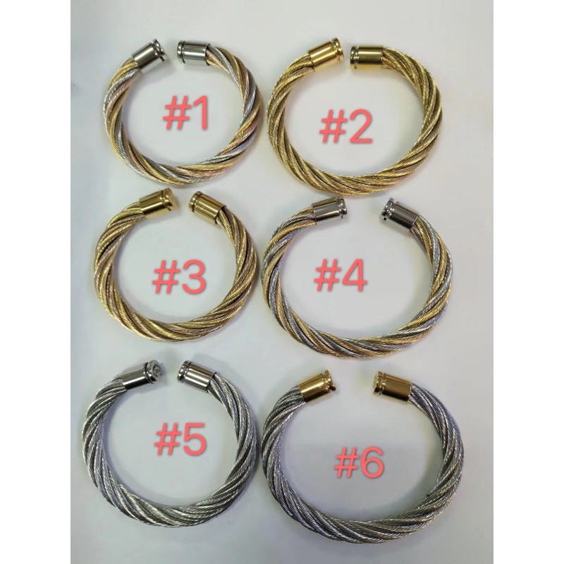 Stainless twisted cable bangles with box | Shopee Philippines