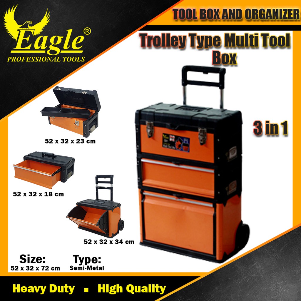 Eagle Multi Tool Box Trolley Type 3 in 1 | Shopee Philippines