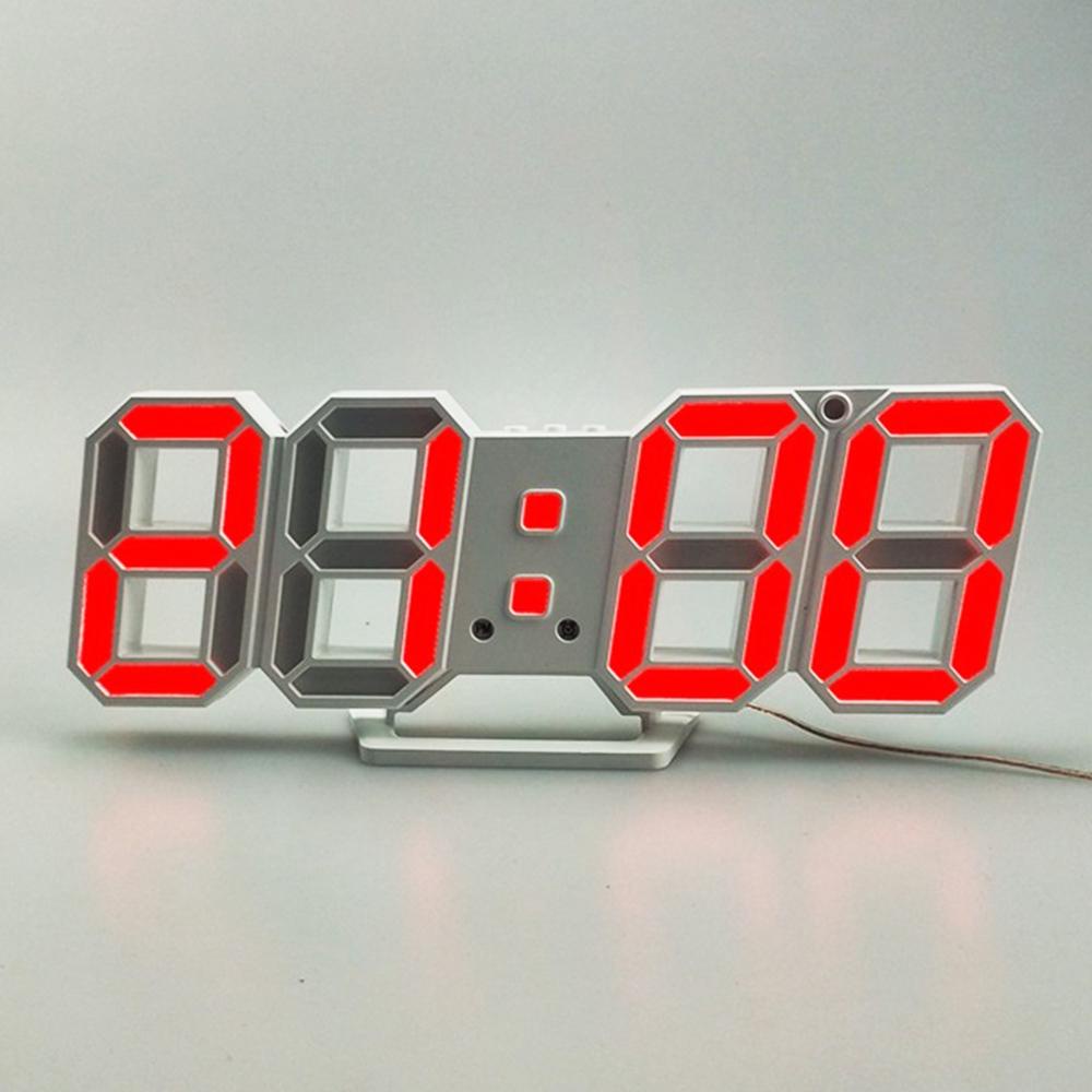3D Digital Alarm Clock Wall LED Number Time with 3 Auto Adjust ...