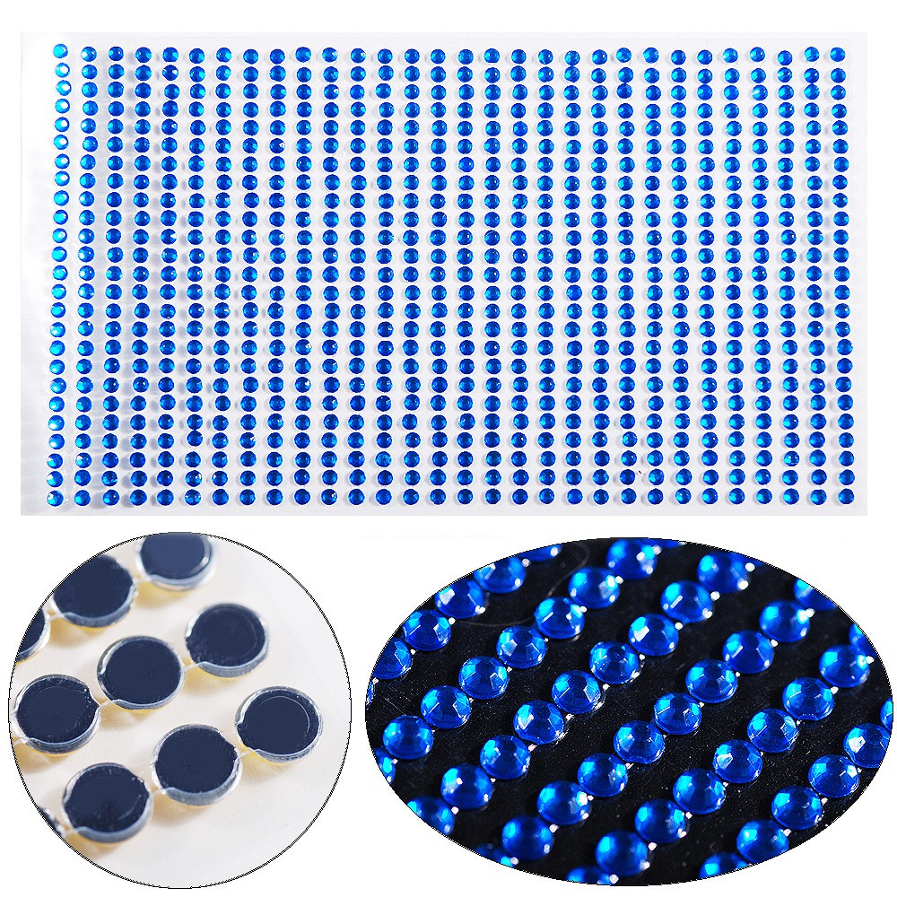 3mm 750pcs/set Acrylic Crystal Stickers Self Adhesive Colorful Flatback ...
