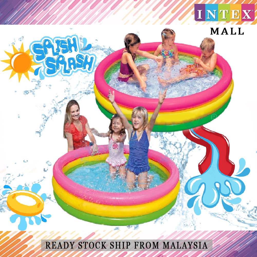 INTEX 5 Sizes Sunset Glow Three Rings Soft Inflatable Pool Baby ...
