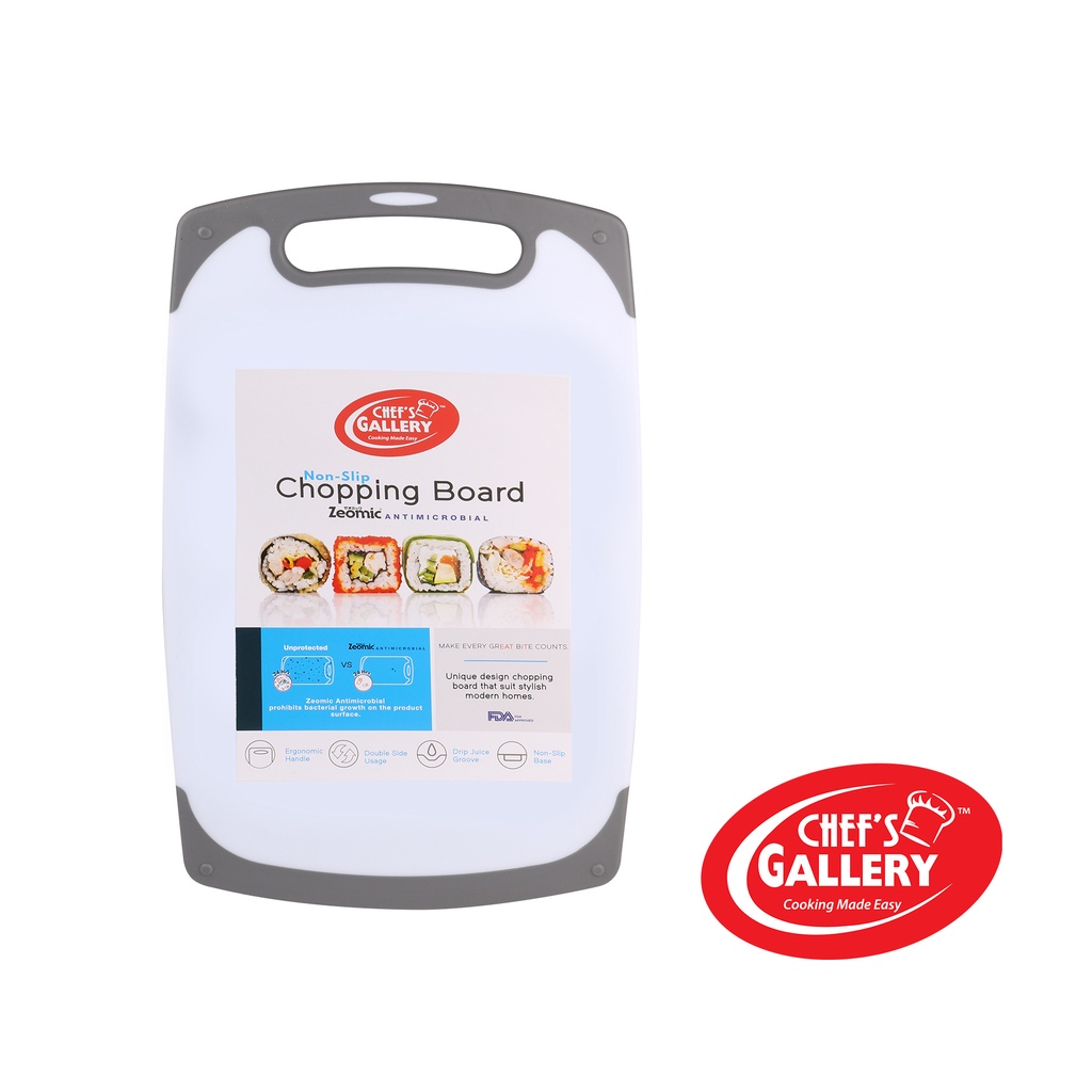 Chef's Gallery Non-Slip Chopping Board Large Zeomic Antimicrobial ...