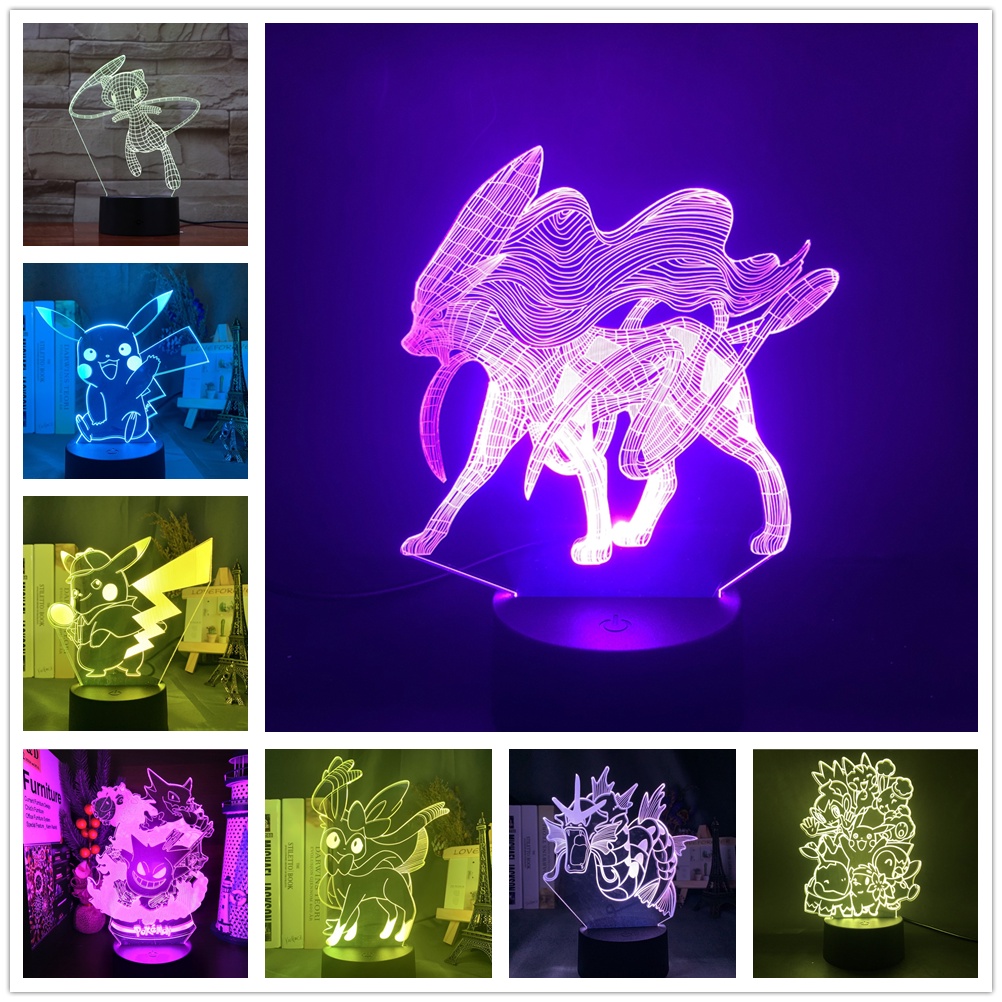 Pokemon Gengar Haunter Gastly 3D Illusion Nightlights Anime Lamp Visual ...