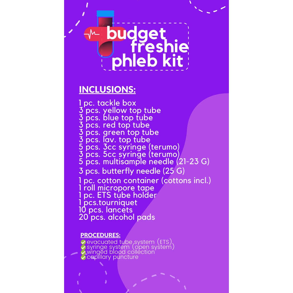 MedStudentHub Phlebotomy Kit - Starter, Standard, and Freshie Phleb Kit ...