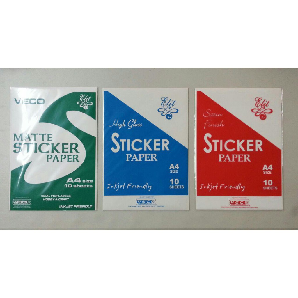 Veco matte, glossy, satin sticker paper 10sheets a4 size | Shopee ...