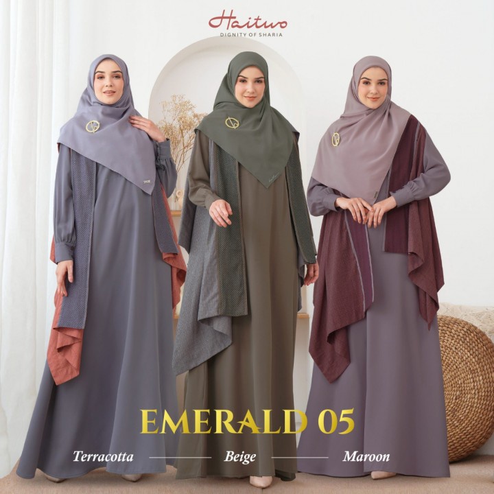 Emerald 005 Gamis Set Outer Haitwo Made Of Tweeny | Shopee Philippines