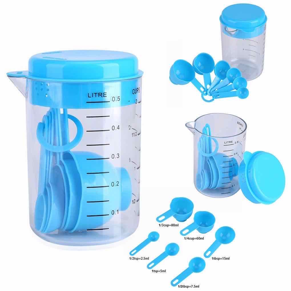 7pcs/Set PVC Measuring Cup Container with Spout and Stackable Spoons ...