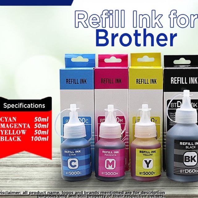 BROTHER Refil Ink for Printer T300 T310 T500W T510W T700 T710W T800W ...