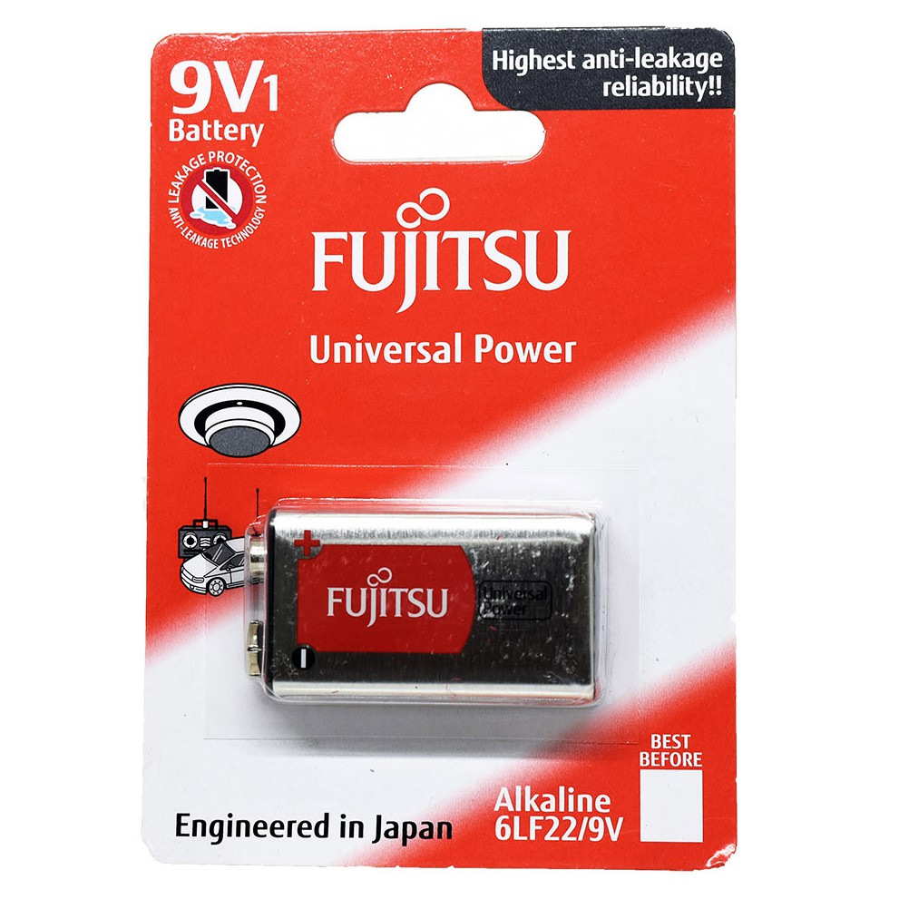Fujitsu 9Volt 9V 6LF22 6F22 Alkaline Battery | Shopee Philippines