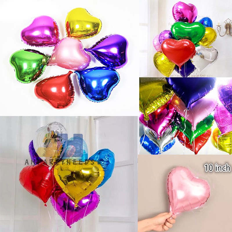6Pcs Heart Shape Mini Foil Balloon Size 10 Inches Love Wedding ...