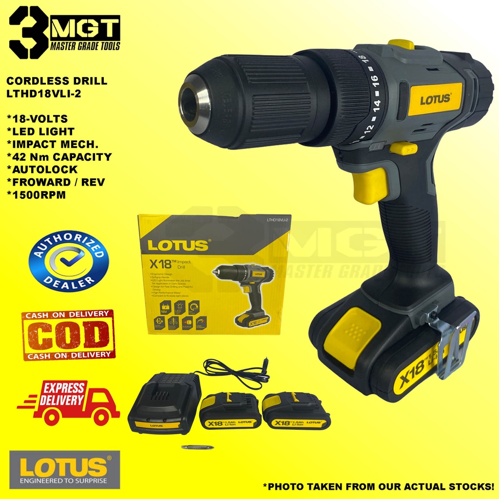ORIGINAL LOTUS CORDLESS DRILL 18VOLTS WITH EXTRA BATTERY HEAVYDUTY ...