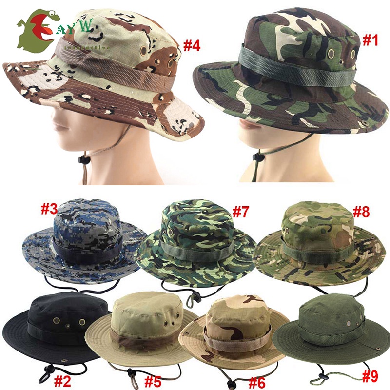 Newest Camouflage Outdoor Mountaineering Fishing Caps Round Boonie Hats ...