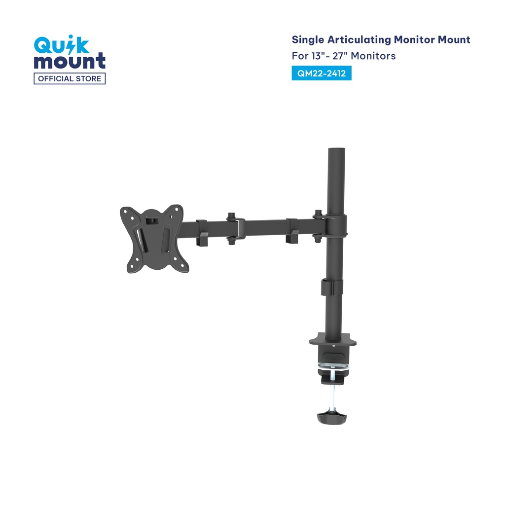 Quikmount Single Articulating Monitor Mount for 13-27 Inches Monitors ...