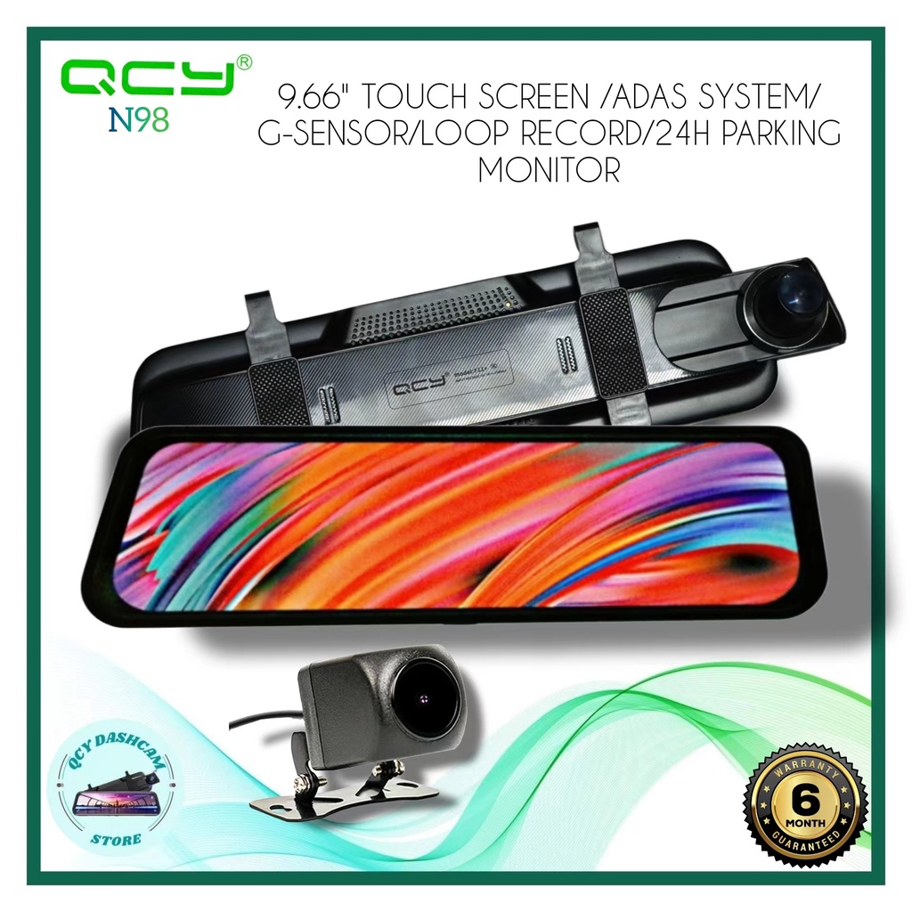 New!!! ORIGINAL QCY N98 INTELLIGENT CAR DASHCAM 9.66" TOUCH SCREEN ...