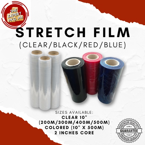(10" WIDTH) CLEAR/ BLACK / RED / BLUE - STRETCH FILM | PALLET WRAP ...