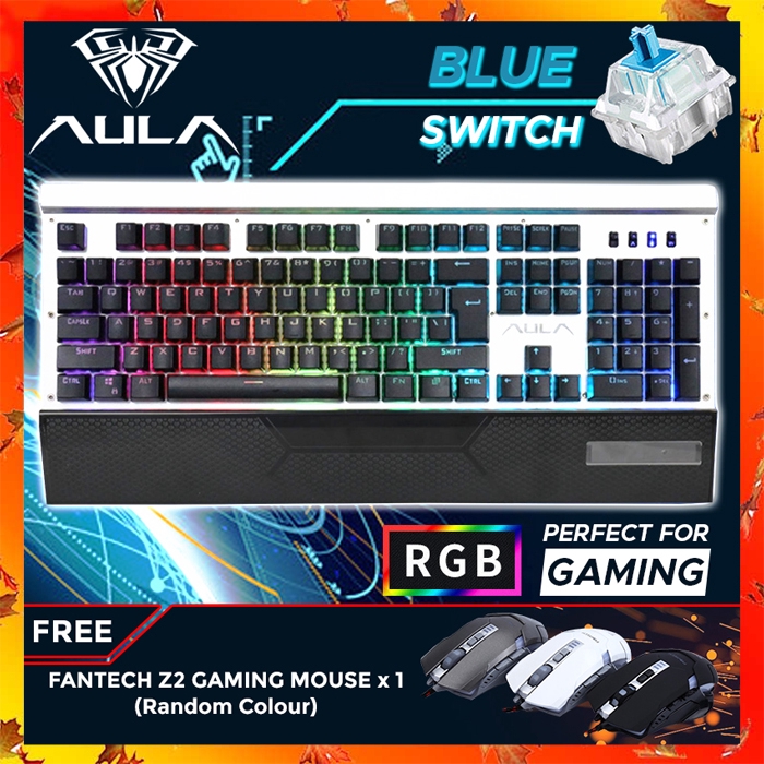 Aula Intruder e-Sports Mechanical Gaming Keyboard Lithium Alloy Blue ...