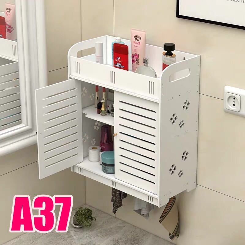 Wooden Cute Large Bathroom Storage Rack Box DIY Installation Desk ...