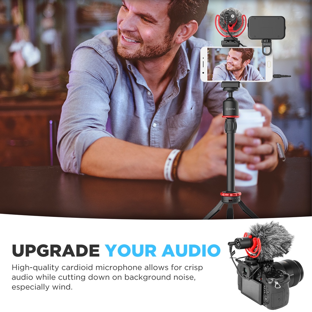 BOYA BY-VG350 Shotgun(BY-MM1+) Microphone + LED Light + Tripod Phone ...