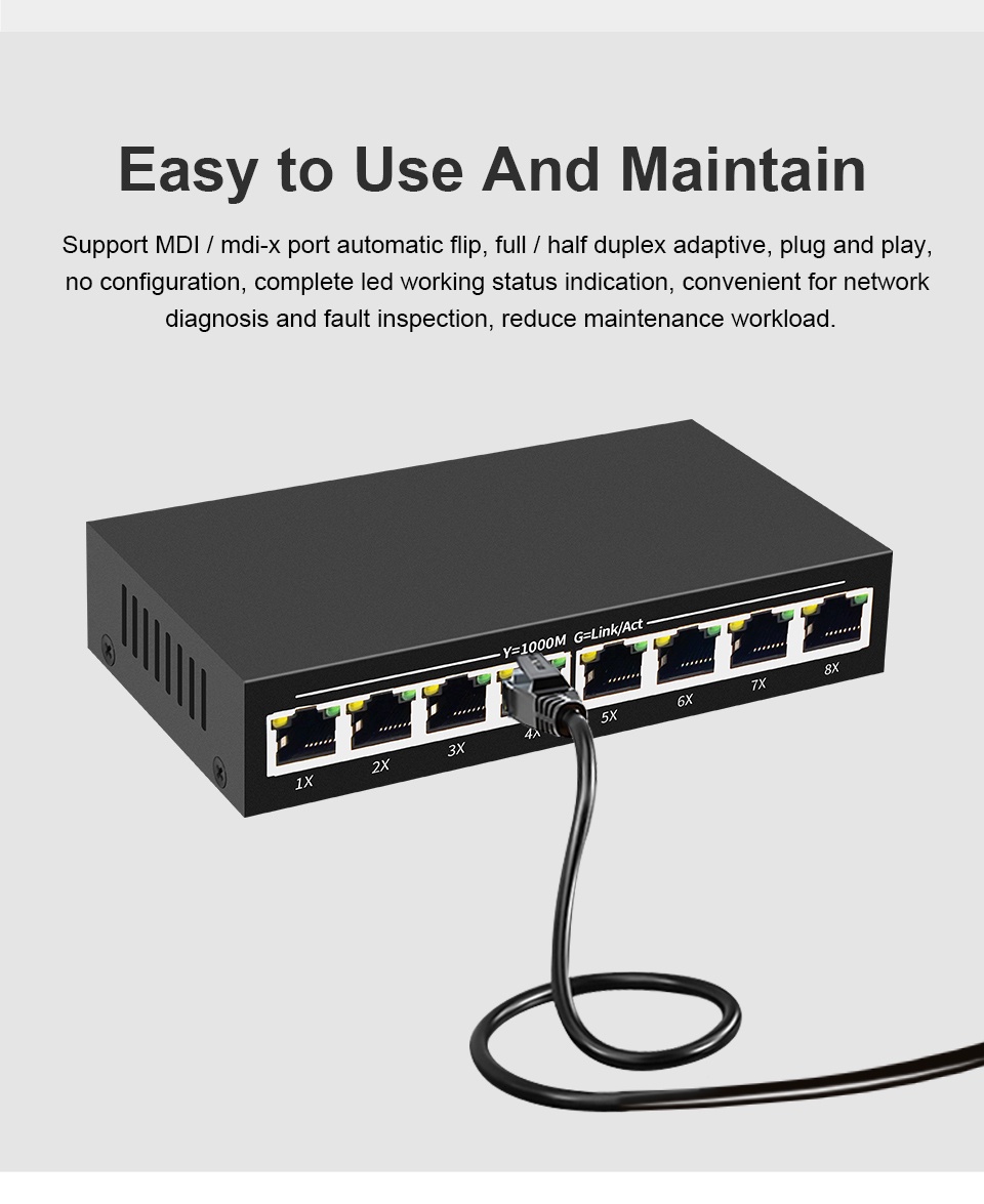8 Port Gigabit Switch Desktop RJ45 Ethernet Switch 10/100/1000mbps Lan ...