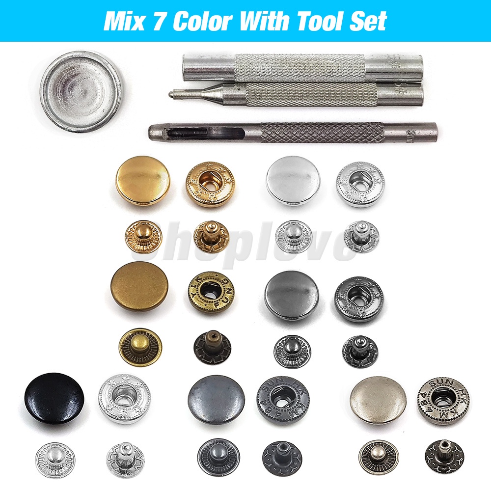 25-35 Sets 10/12.5/15/17/20mm Press Studs Snaps Fastener Clothing Coat ...