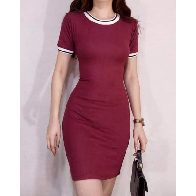 PLAIN RINGER KNITTED DRESS. FIT UP TO MEDIUM FRAME. | Shopee Philippines