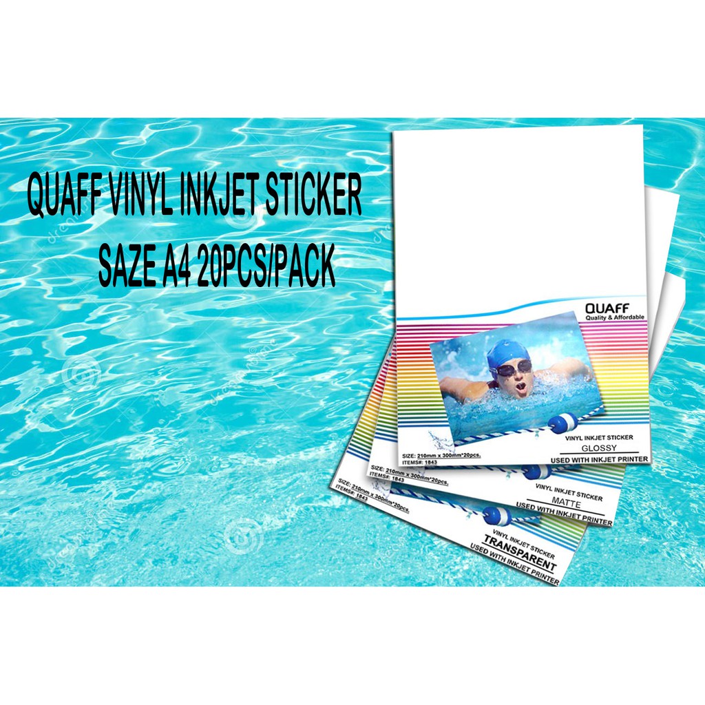 QUAFF VINYL INKJET STICKER A4 20SHEETS/PACK{Transparent GLOSSY ...