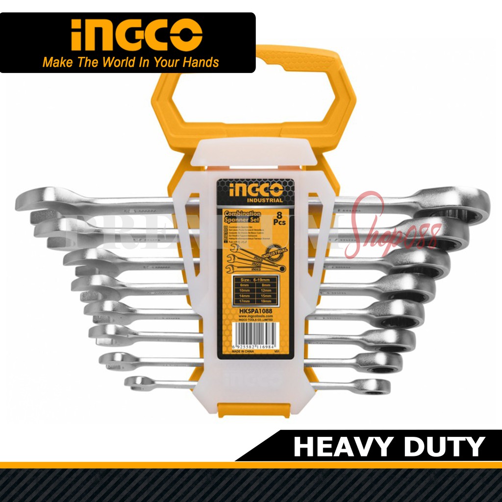 Ingco Ratchet Wrench Set 8-19mm 8pcs HKSPAR1082 Combination Spanner ...