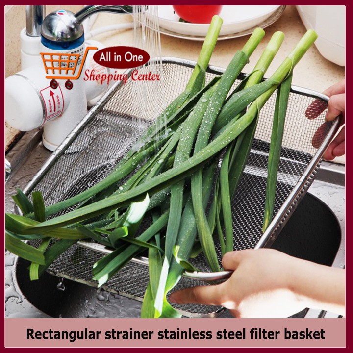 Rectangular stainless steel strainer basket vegetable wire mesh sieve ...