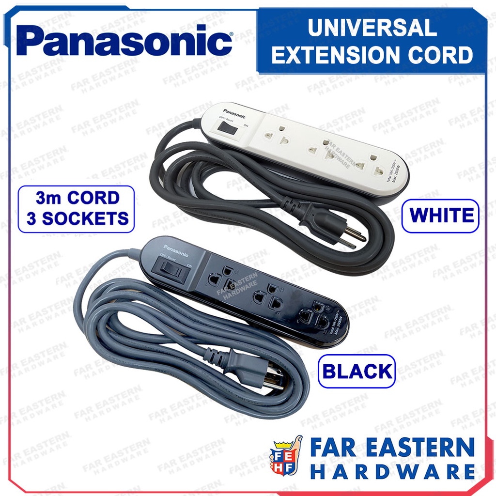 PANASONIC Universal Extension Cord Black | White Made in Thailand ...