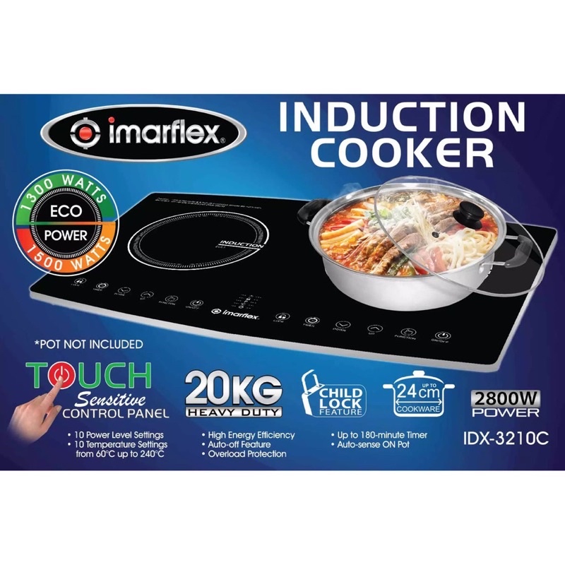 Imarflex Twin Burner Induction Cooker IDX-3210C | Shopee Philippines