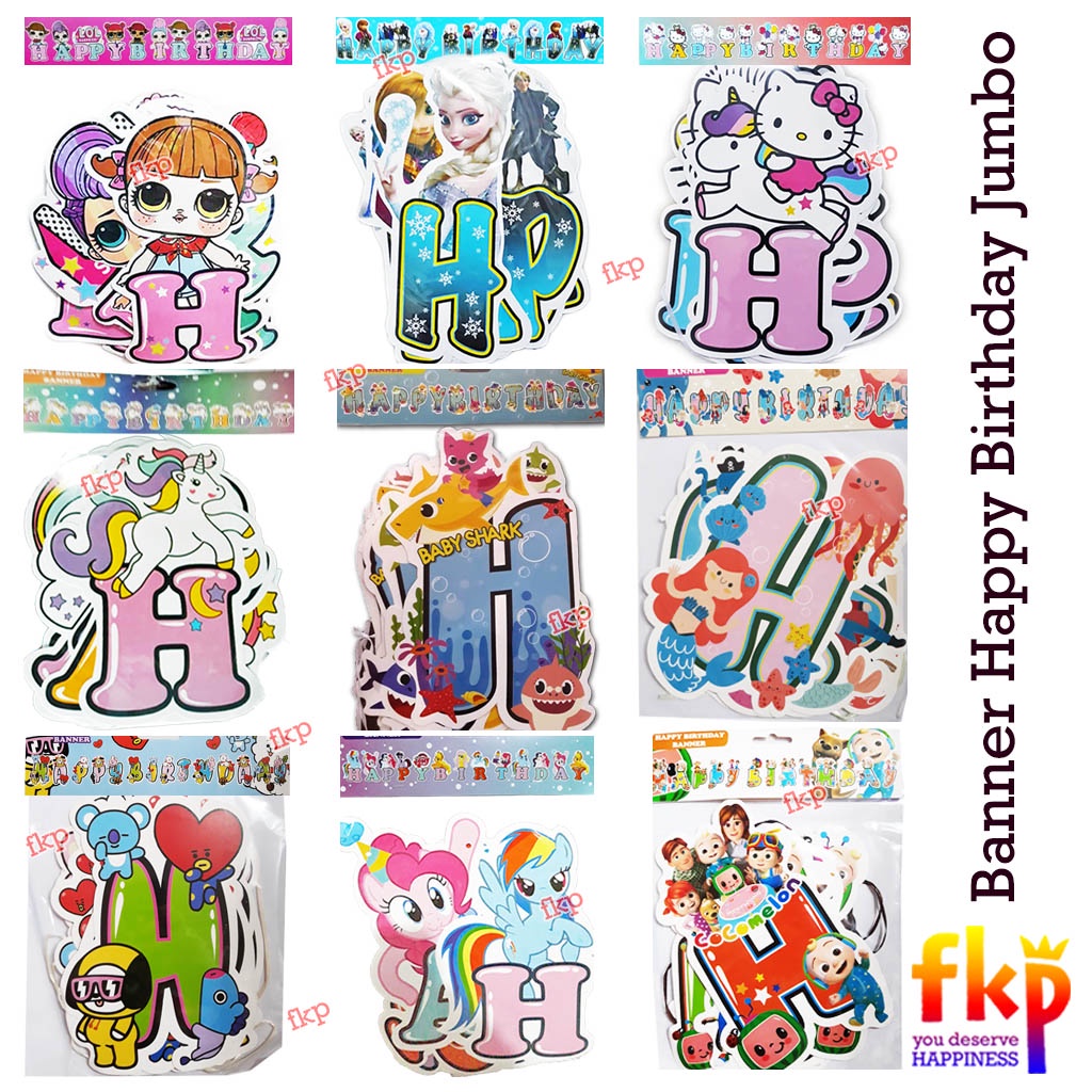 FUN KIDS PARTY Banner HBD Jumbo Girl / Children's Birthday Banner ...