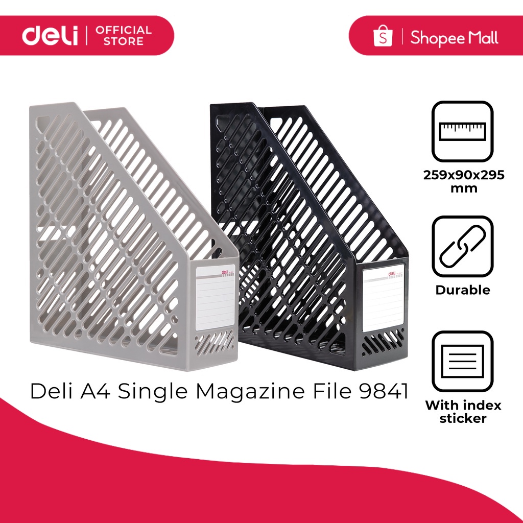 Deli 9841 File Organizer- A4 Single Magazine File (1PC) [75219841GY ...