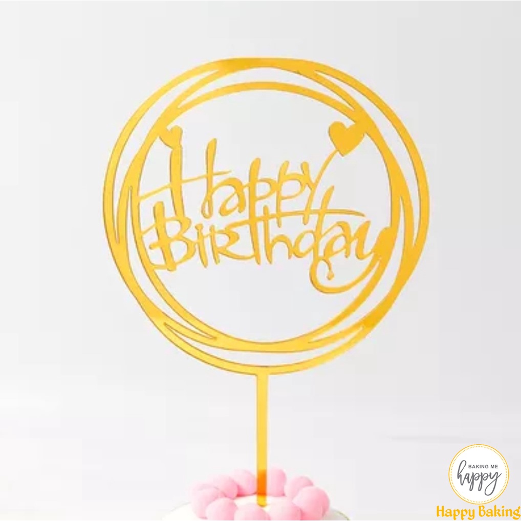 Gold Cake Topper Acrylic Cake Topper Happy Birthday and Wedding Cake ...