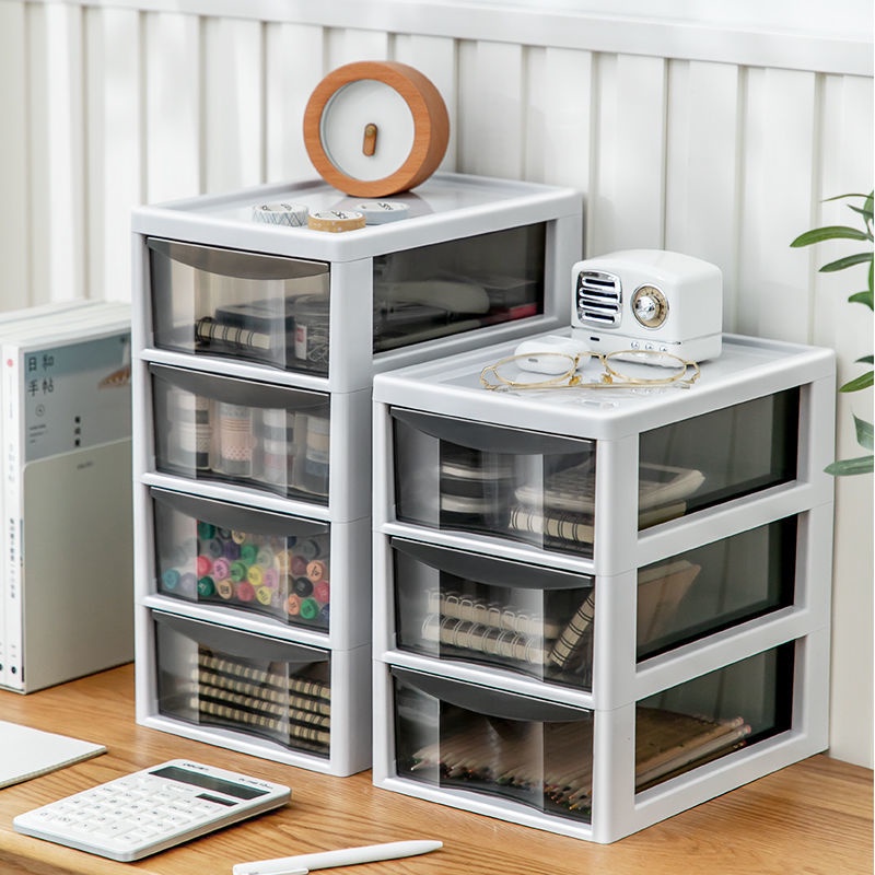 Desktop Storage Box Drawer Desk Supplies Cosmetics Brush Compartmented ...