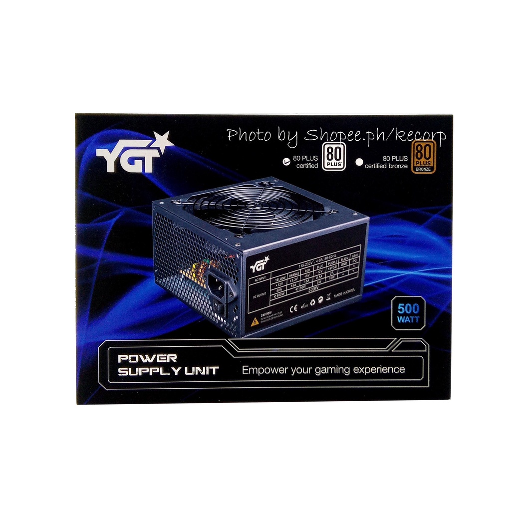 YGT 80 Plus Certified 500W, Bronze 500W & 650W PSU Power Supply KECORP ...
