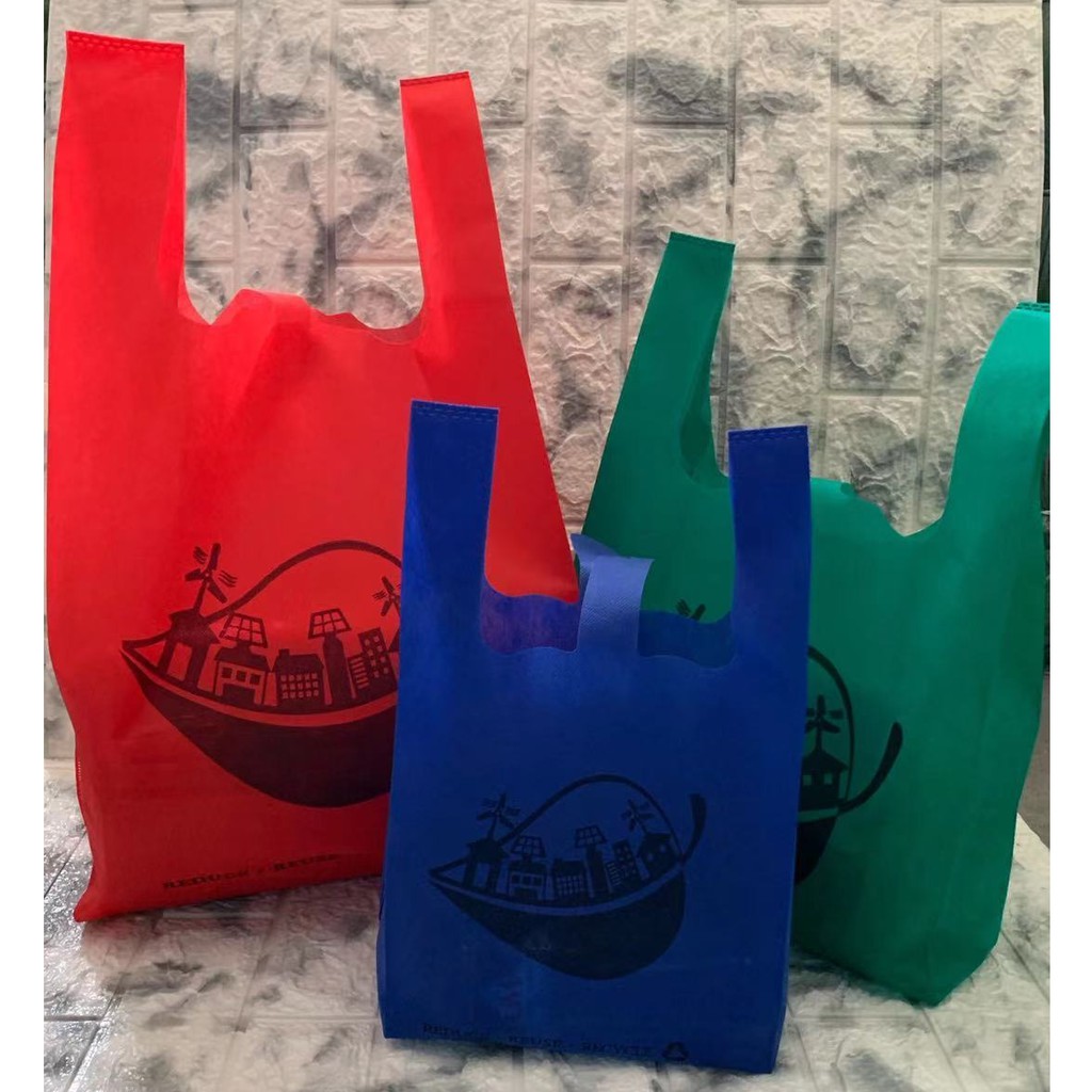 50 Pcs Sando Eco Bag (With Design) Reusable Shopping Tote Handbag Non ...