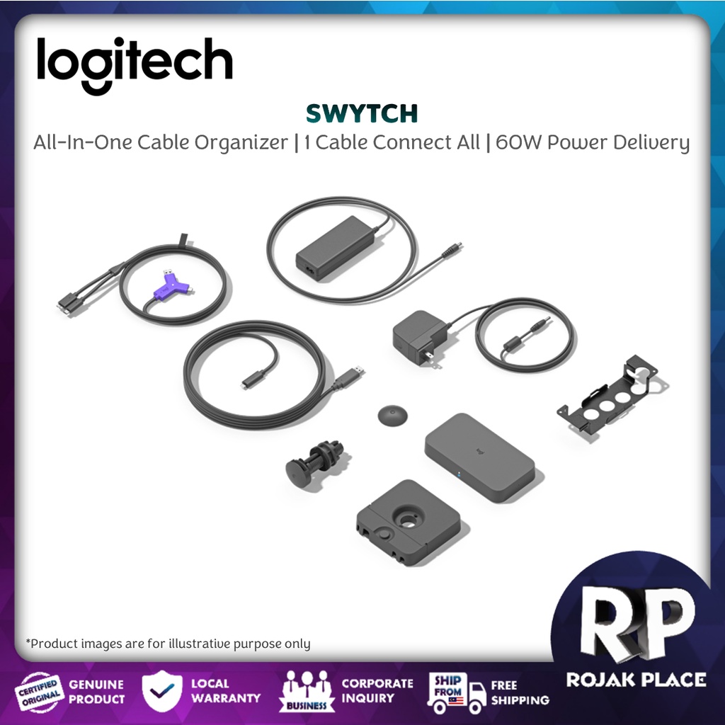 Logitech Swytch All-In-One Cable Organizer Table AV Hub USB 3.0 Type A ...