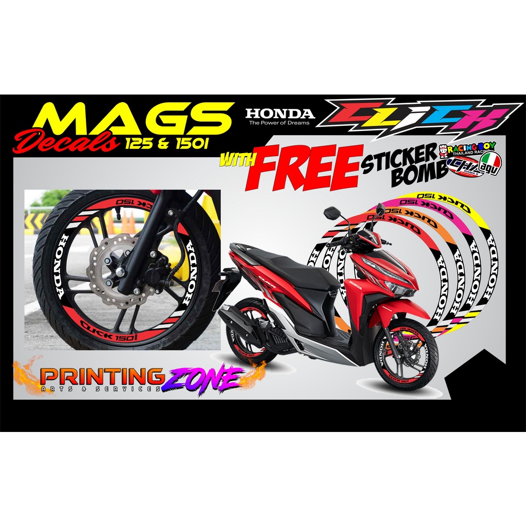 HONDA CLICK 125i and 150i Mags Sticker Decals Full set | Shopee Philippines